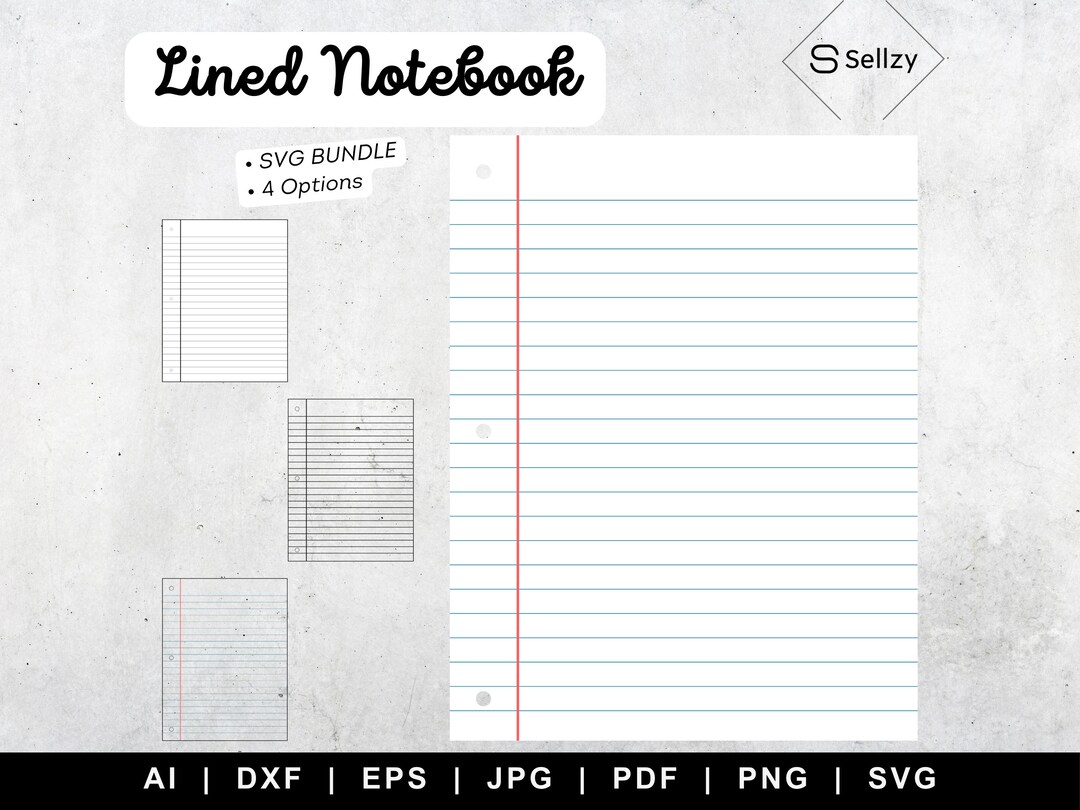 Lined Notebook SVG | Line Paper SVG | Digital Notebook Pages ...