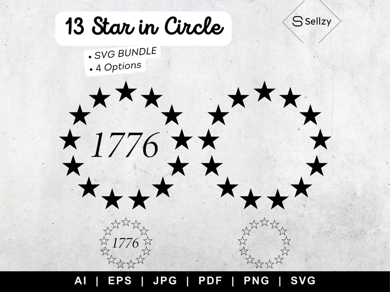 13 Stars Patriotic SVG Bundle | Star Circle SVG Files | 13 Stars in ...