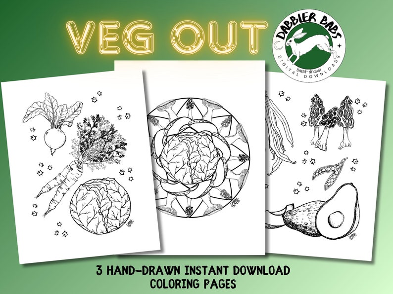 Veg Out | Hand-drawn Coloring Page | Garden Veggies | Print & Color ...