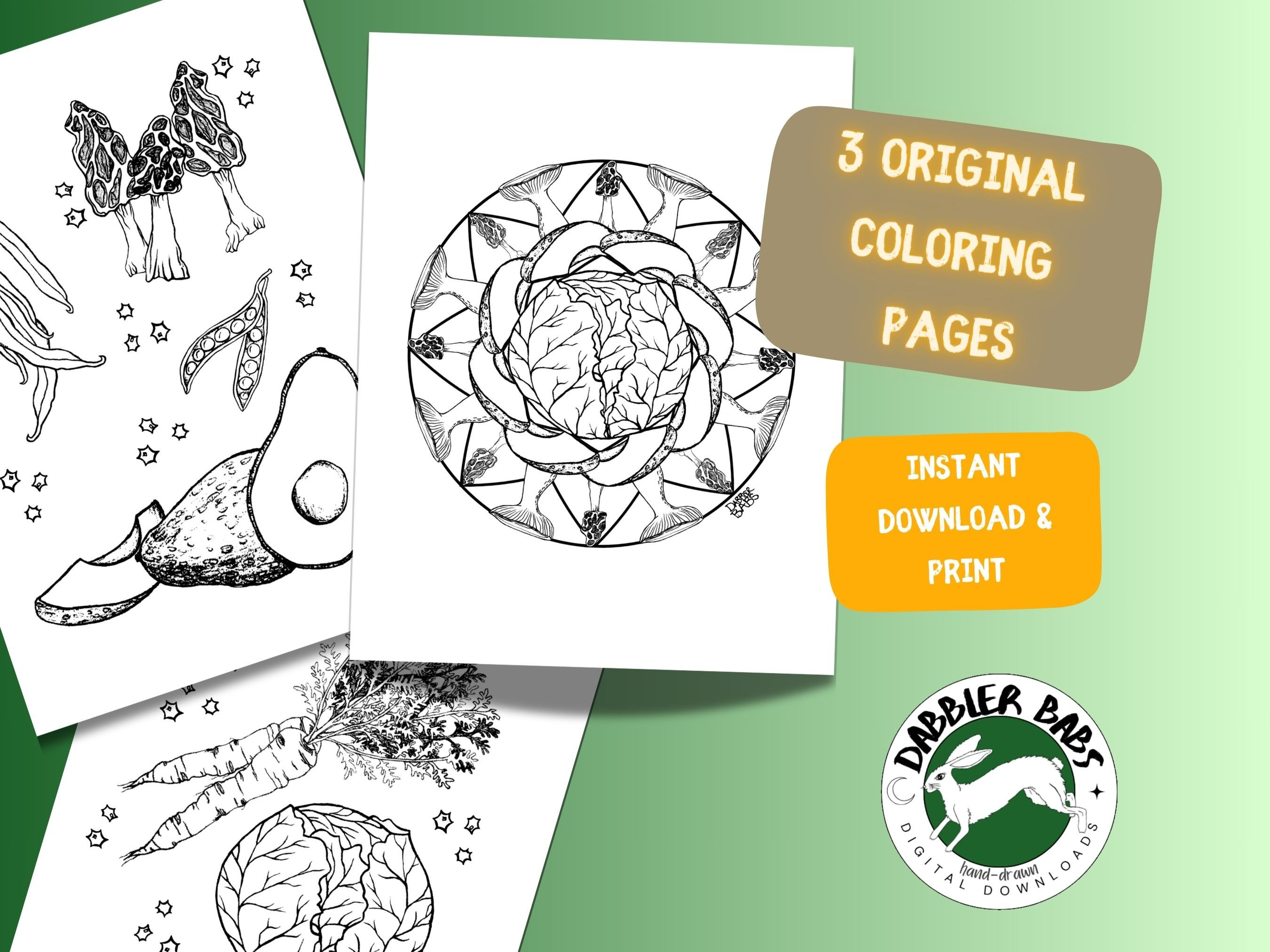 Veg Out | Hand-drawn Coloring Page | Garden Veggies | Print & Color ...