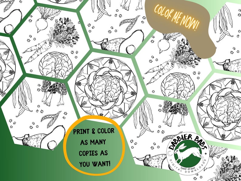Veg Out | Hand-drawn Coloring Page | Garden Veggies | Print & Color ...