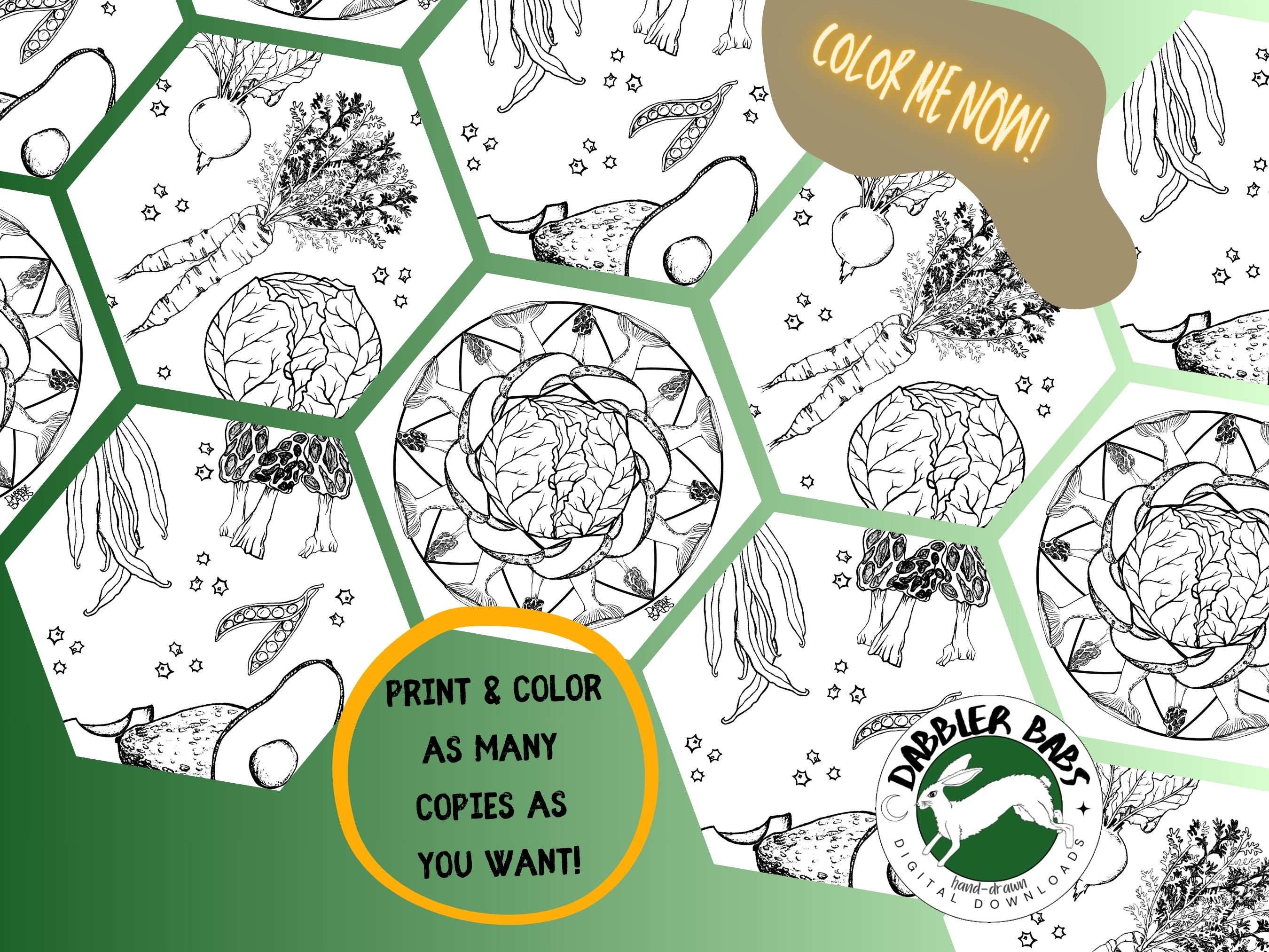 Veg Out | Hand-drawn Coloring Page | Garden Veggies | Print & Color ...