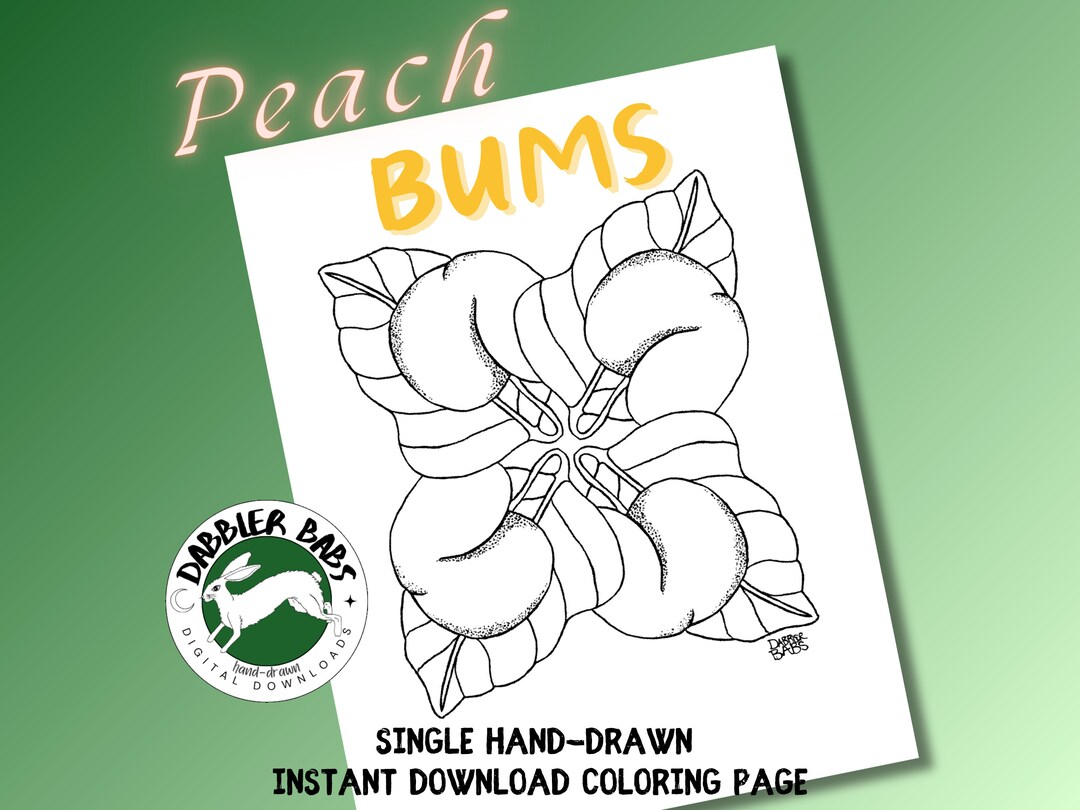Peach Bums | Hand-drawn Coloring Page | Download & Print Instantly ...