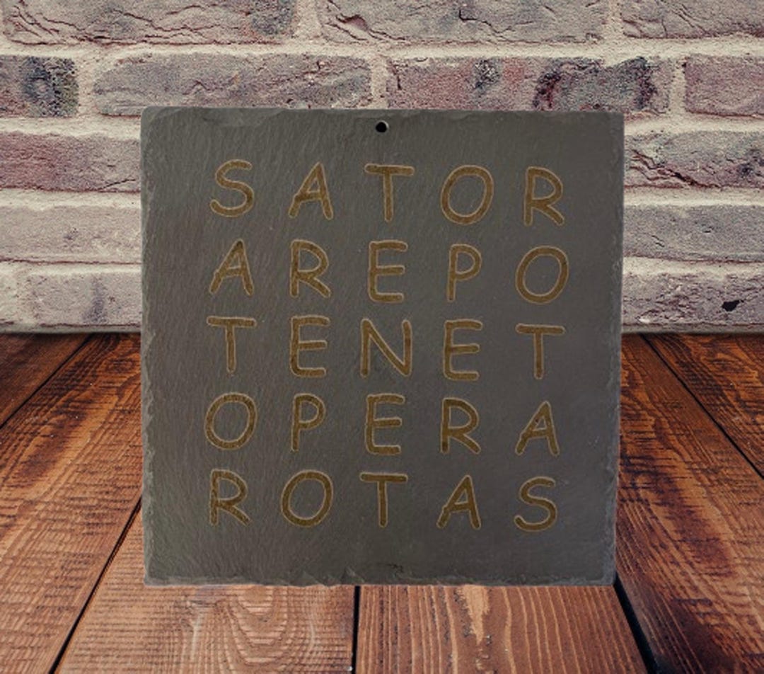 SATOR Magic Square in Slate, Sator Arepo Tenet Opera Rota, Golden ...