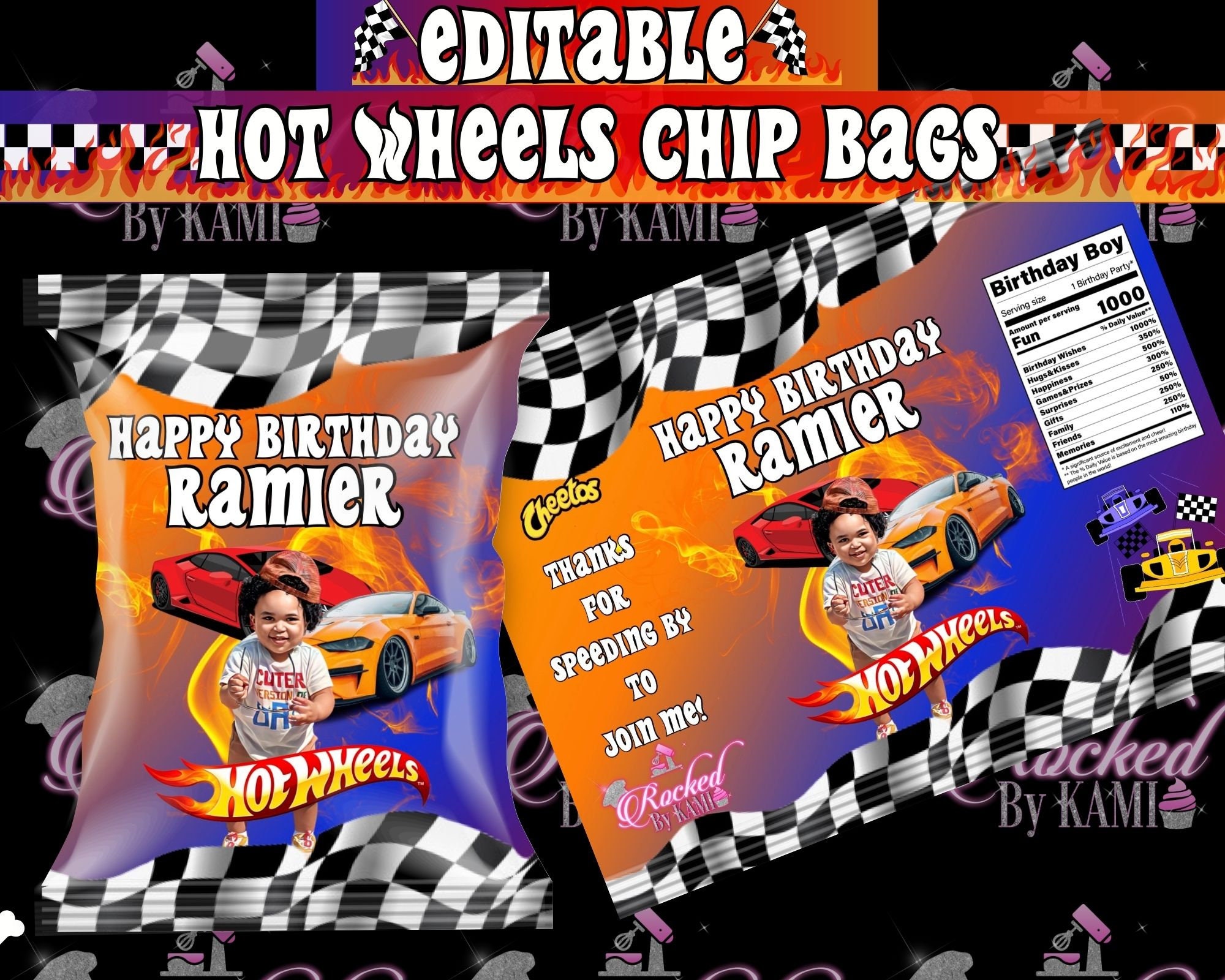 Editable Custom Hot Wheels Chip Bags - Etsy