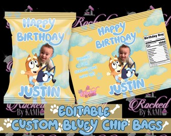 Personalized Bluey Chip Bags Custom Party Favors PDF Delivered in 24 ...