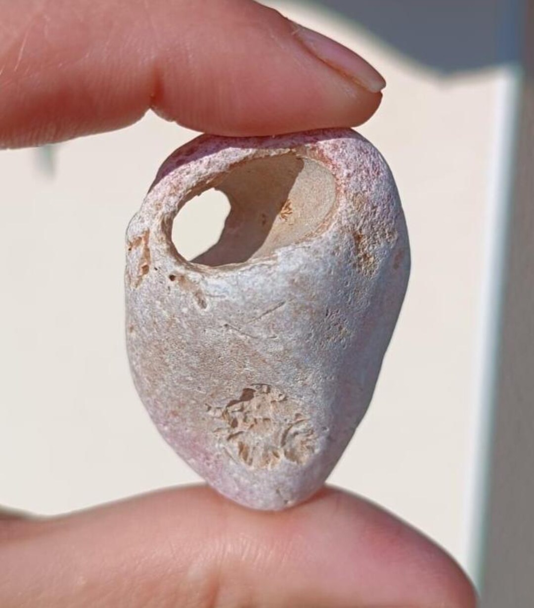 Medium Pink Witch Stone, Irish Witch Stone, Drilled Stone, Viper Stone ...
