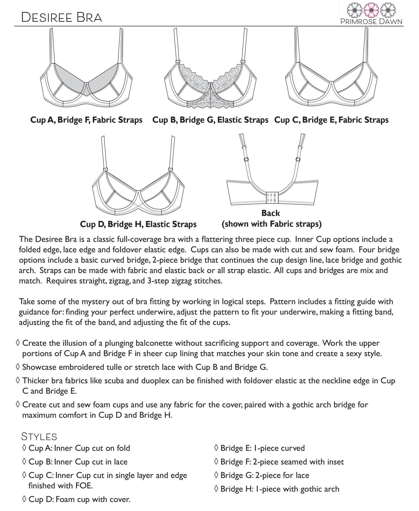 Desiree Bra PDF Sewing Pattern: Underwire Bra for Low-stretch - Etsy