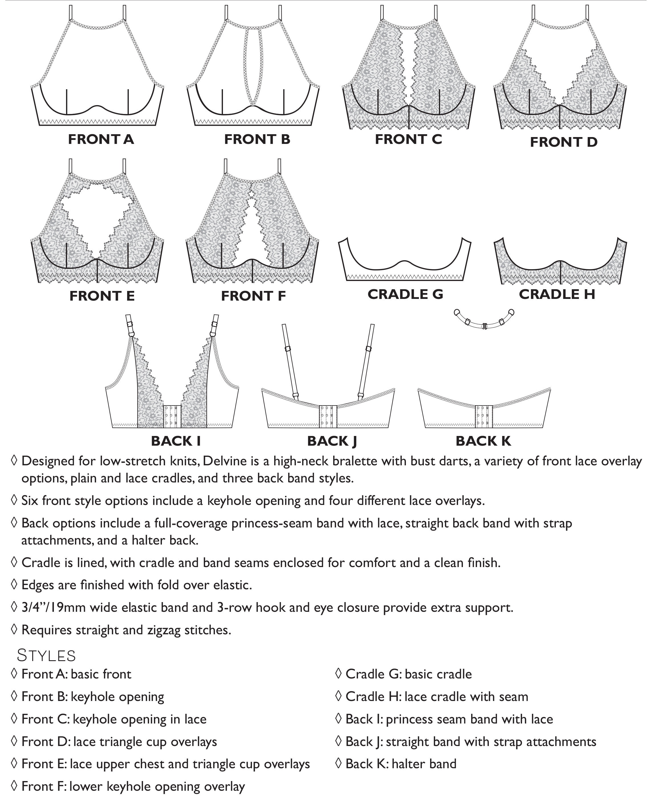 Delvine Bralette PDF Sewing Pattern: High Neck Bra for Low - Etsy Canada
