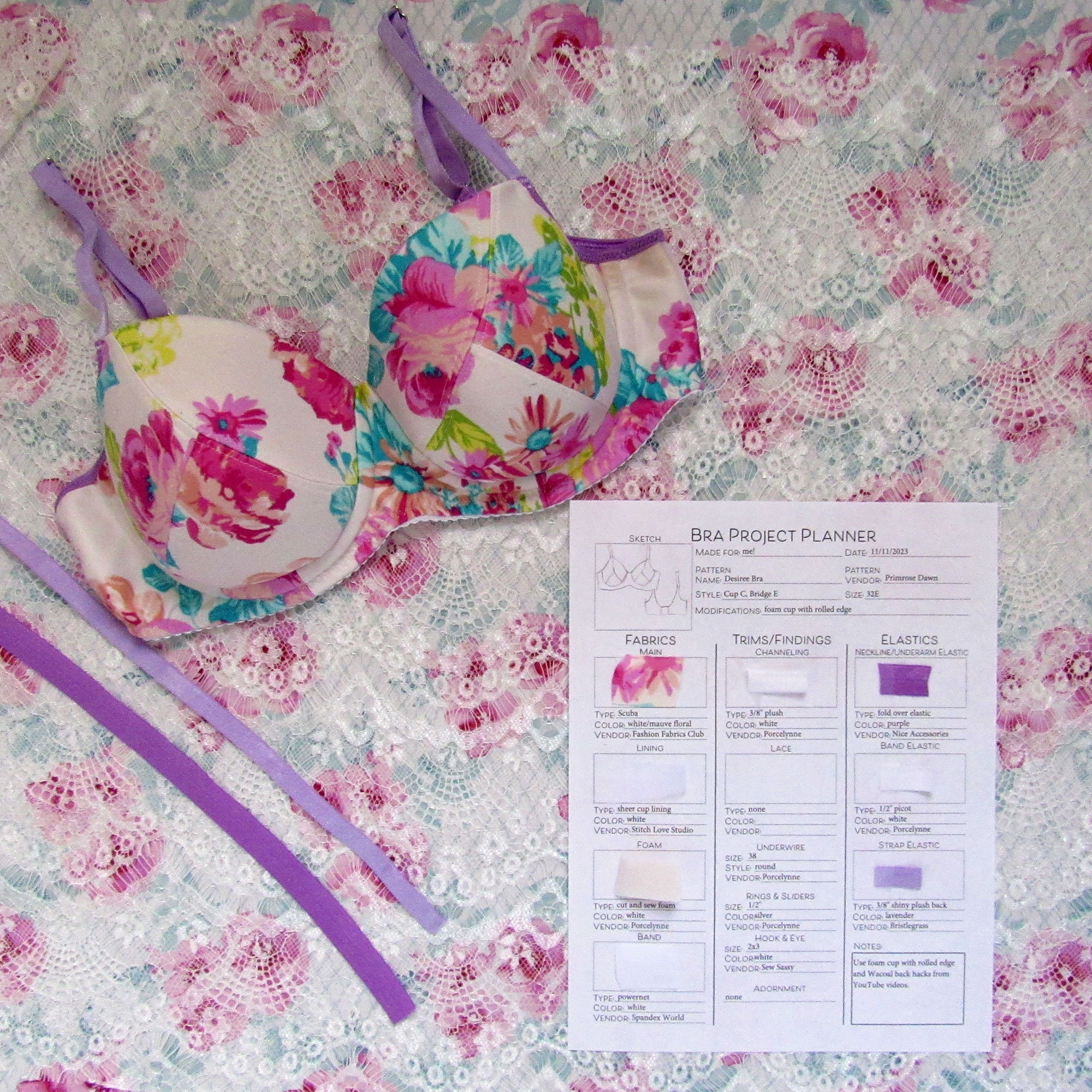 Bra Project Sewing Planner Fillable Printable PDF for US Letter & A4 1 ...
