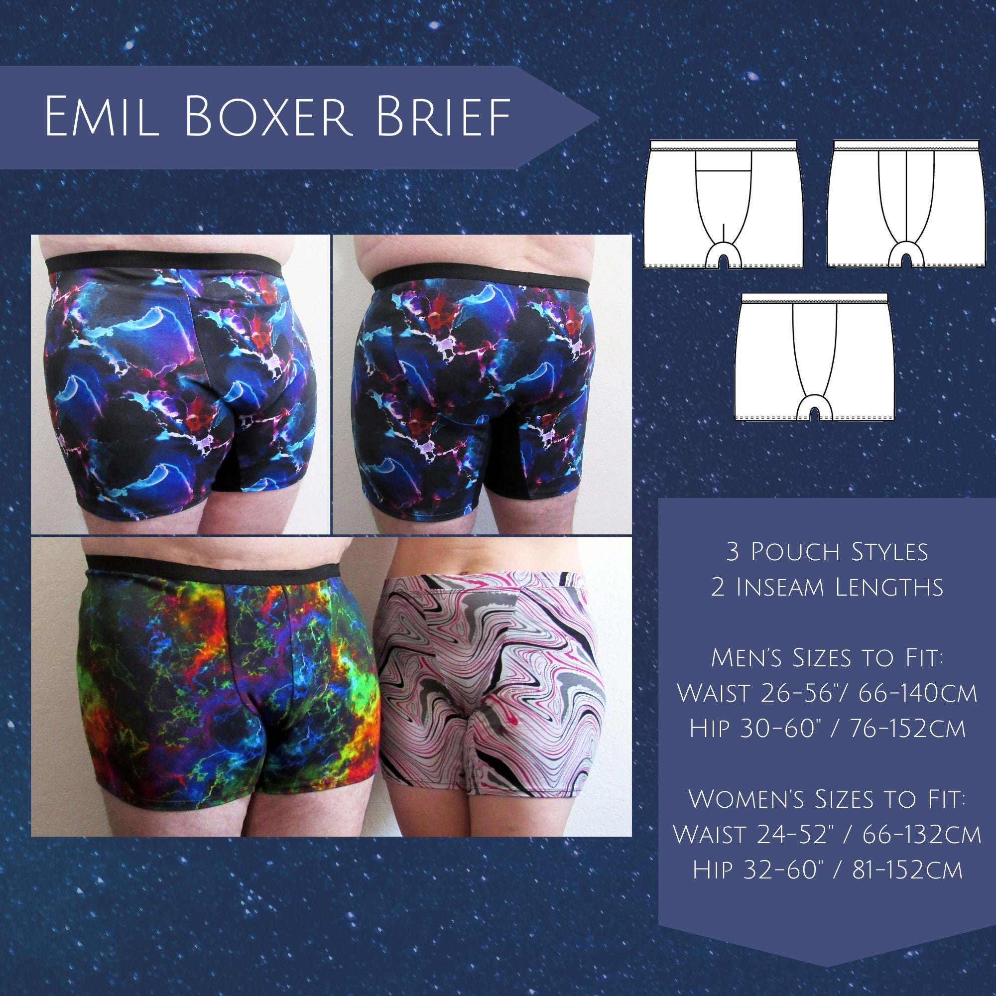 Emil Boxer Brief PDF Sewing Pattern: Fitted Shorts Underwear With Pouch ...