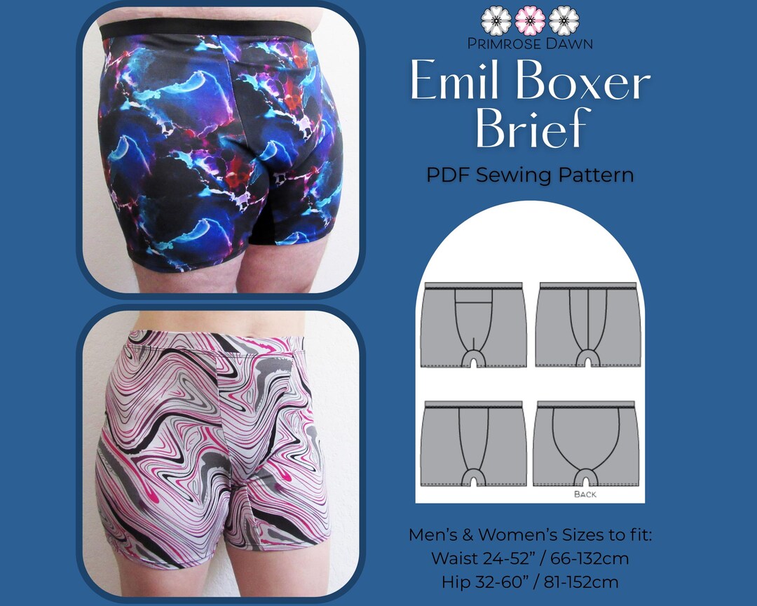 Emil Boxer Brief PDF Sewing Pattern: Fitted Shorts Underwear With Pouch ...