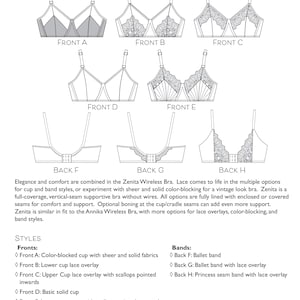 Zenita Wireless Bra PDF Sewing Pattern: Wire-free Bra for Low-stretch ...