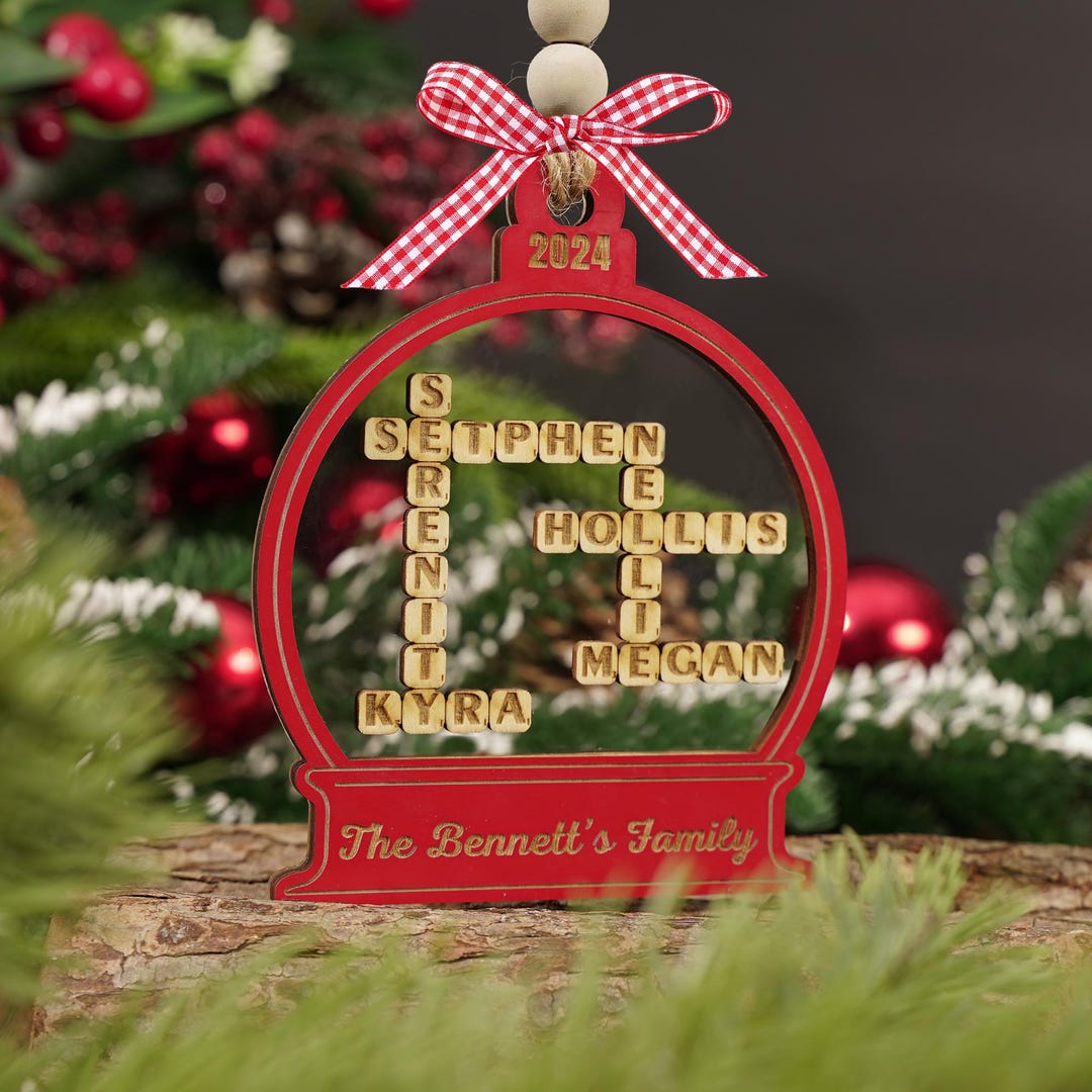 Personalized Family Crossword Christmas Ornament Custom Scrabble ...
