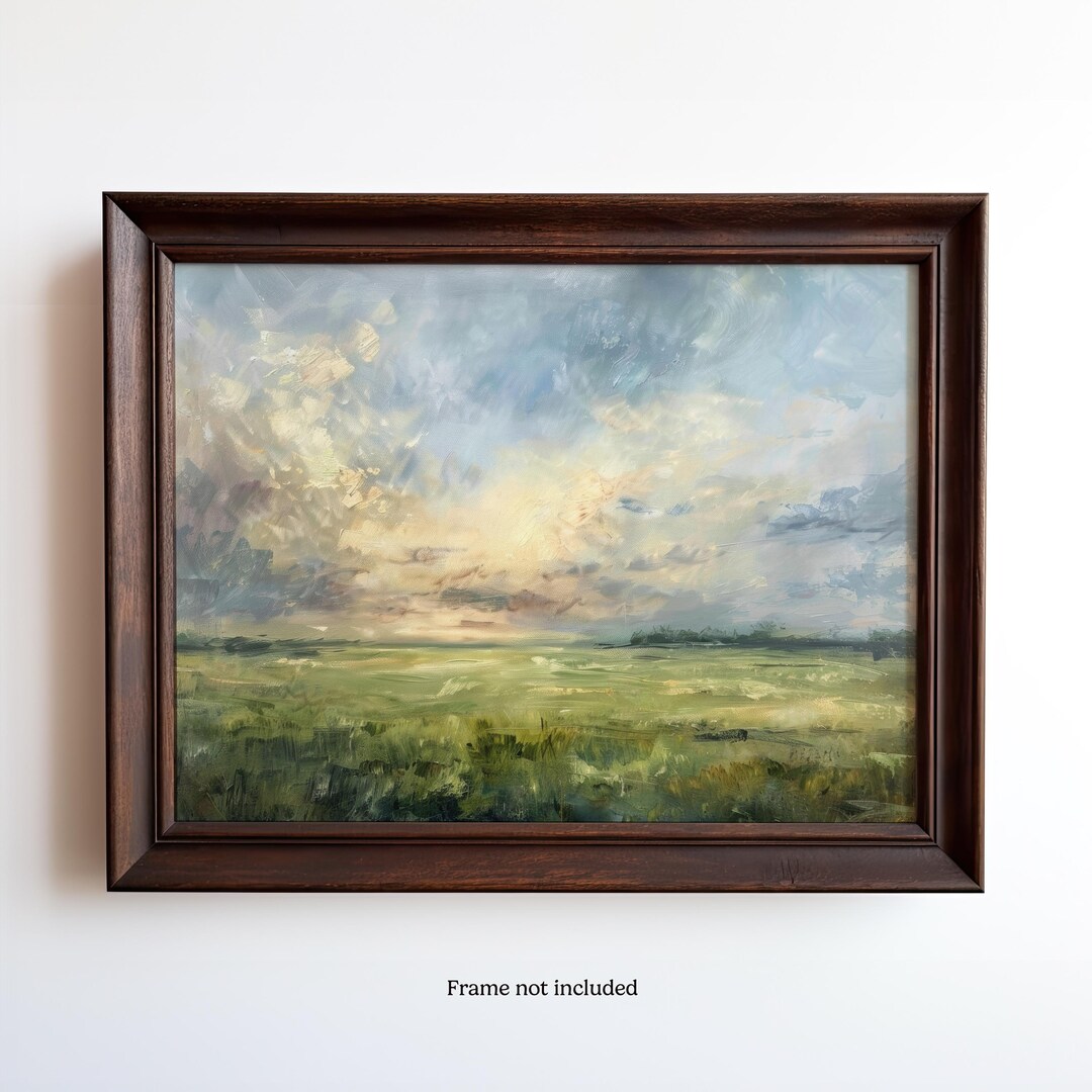 Cloudy Spring Sky Wall Art | Tranquil Impressionist Landscape Art ...