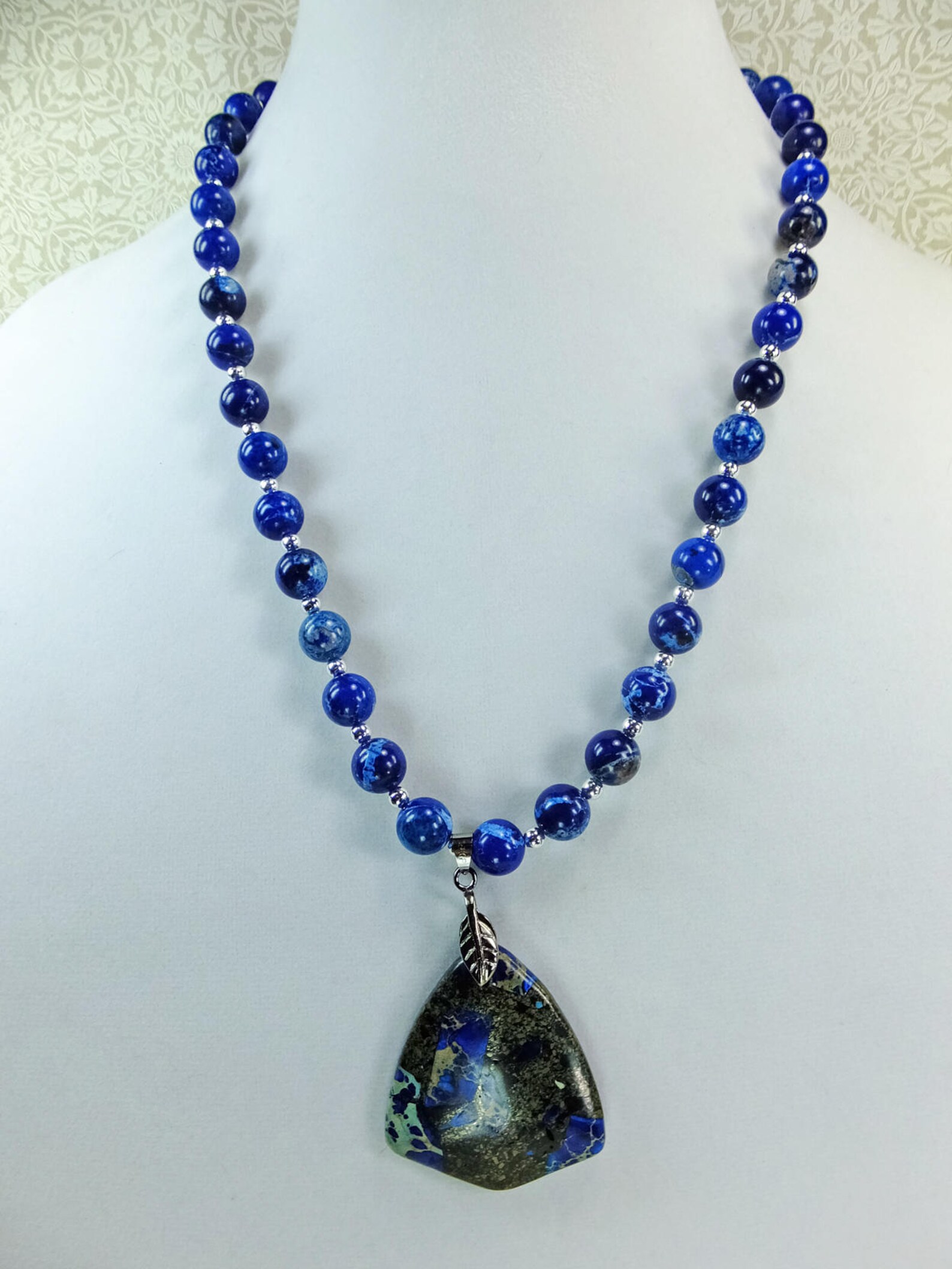 Blue Stone Pendant and Blue Stone Beads With Silver Plated - Etsy