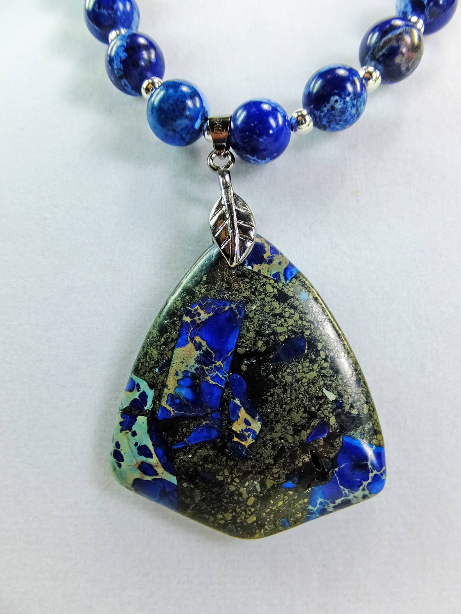 Blue Stone Pendant and Blue Stone Beads With Silver Plated - Etsy
