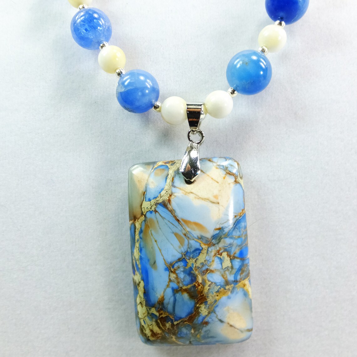 Blue Stone Beads, Calcite Stone Beads Andbeautiful Blue Stone Pendant ...