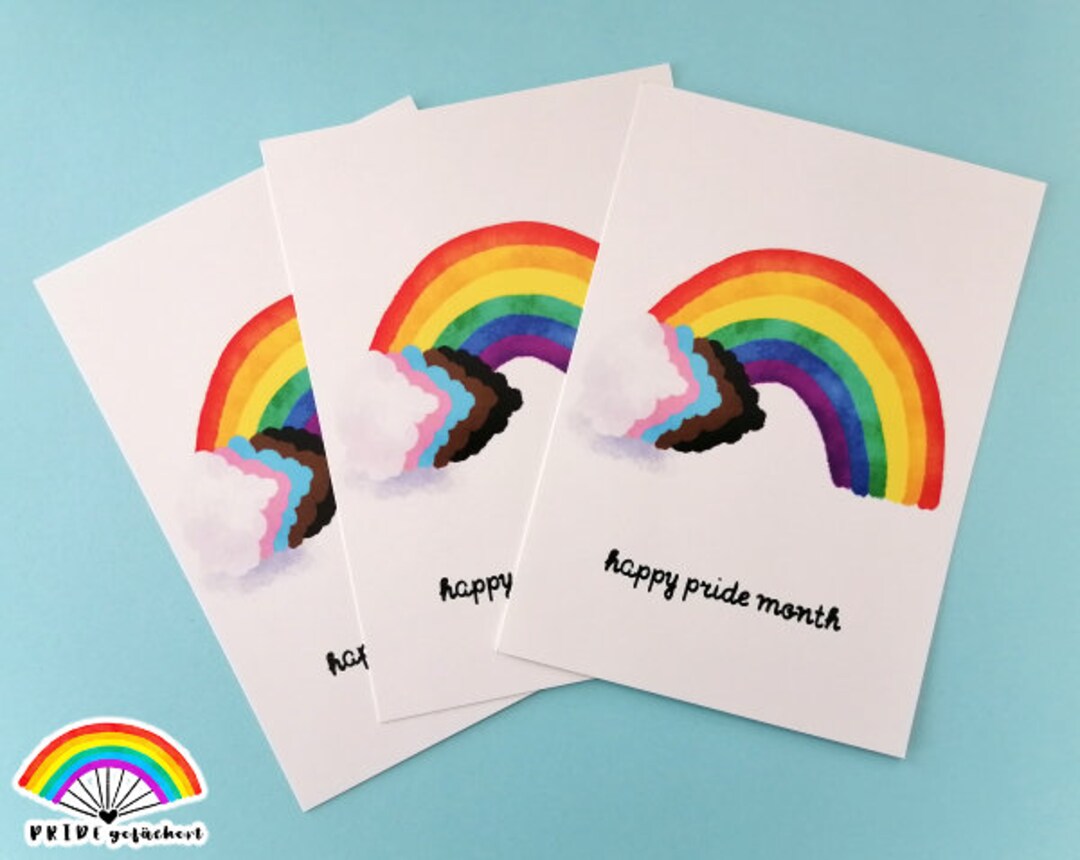 Happy Pride Month Postcard Greeting Card With Rainbow and Cloud LGBT ...