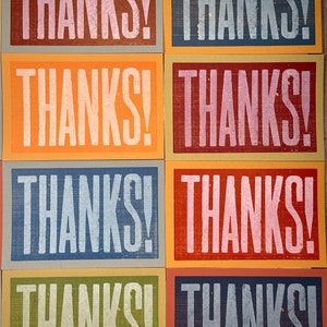4 Thank You Notes THANKS Cards, Letterpress Type, Wedding Thank You ...