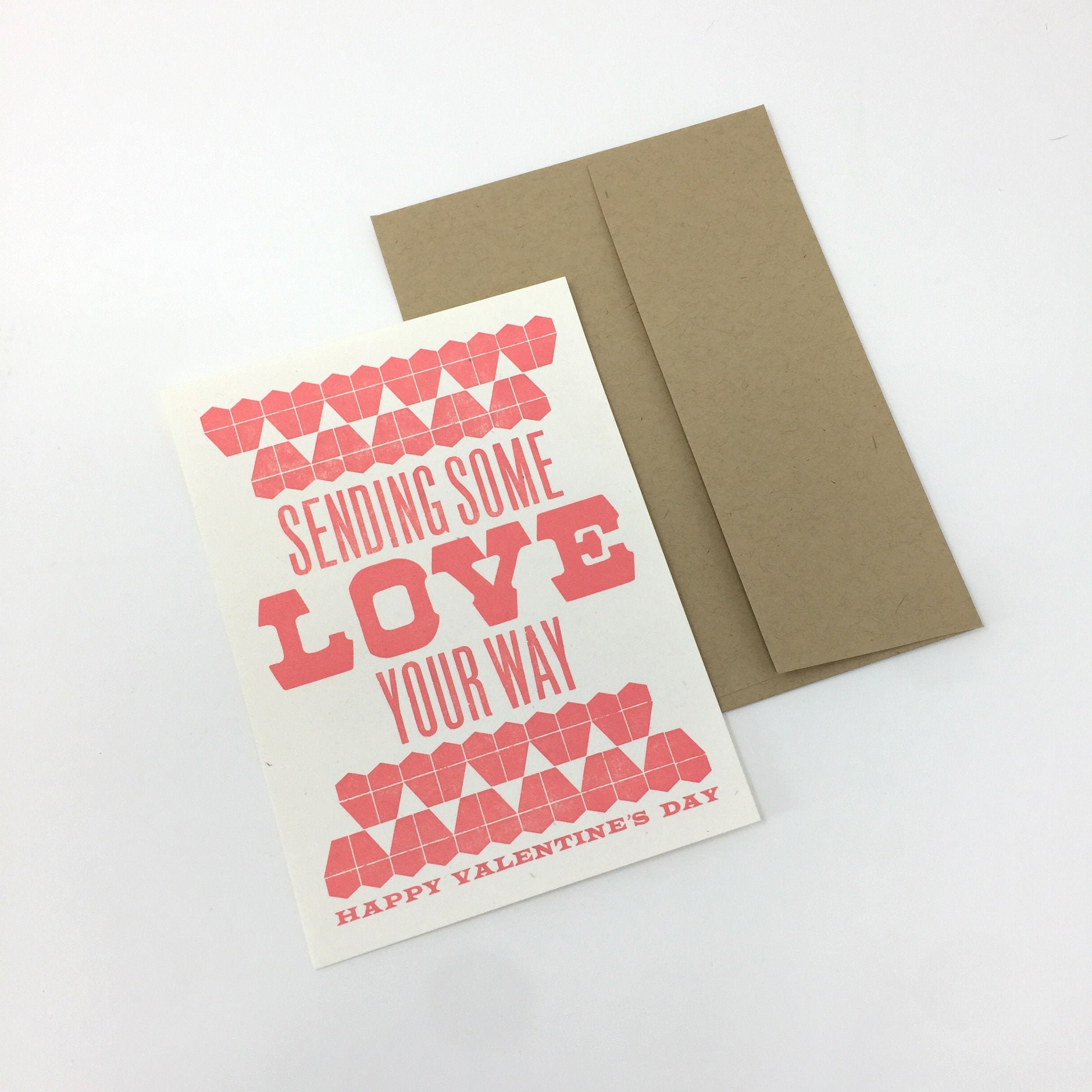 1 Pink SENDING Some LOVE YOUR Way greeting card hand printed | Etsy