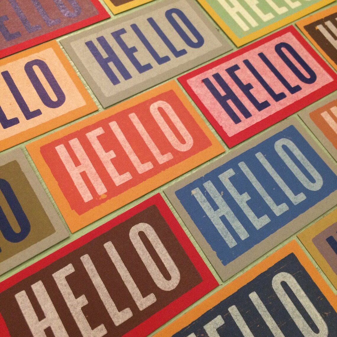 20 HELLO Note Cards Tiny Gift Tags Letterpress Wood Type - Etsy