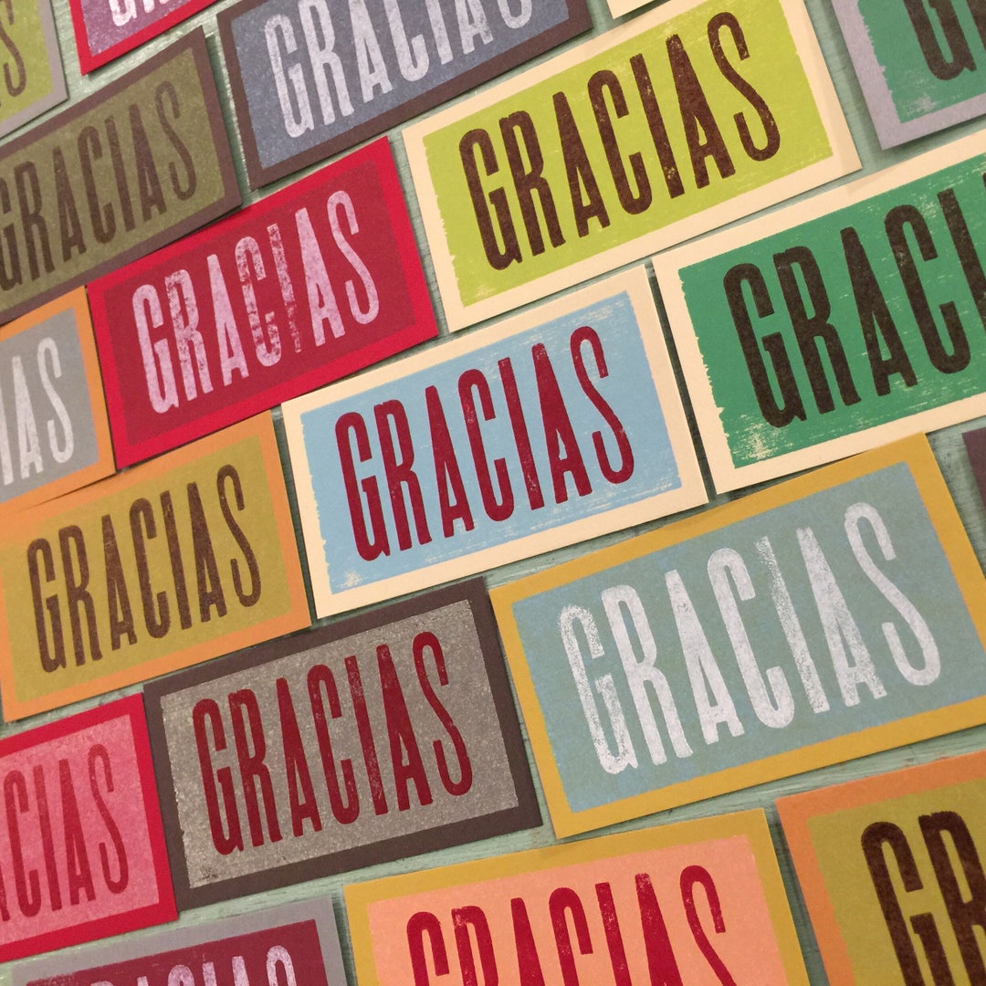 20 GRACIAS CARDS Mini Cards Spanish Thank You Tiny Notes Letterpress ...