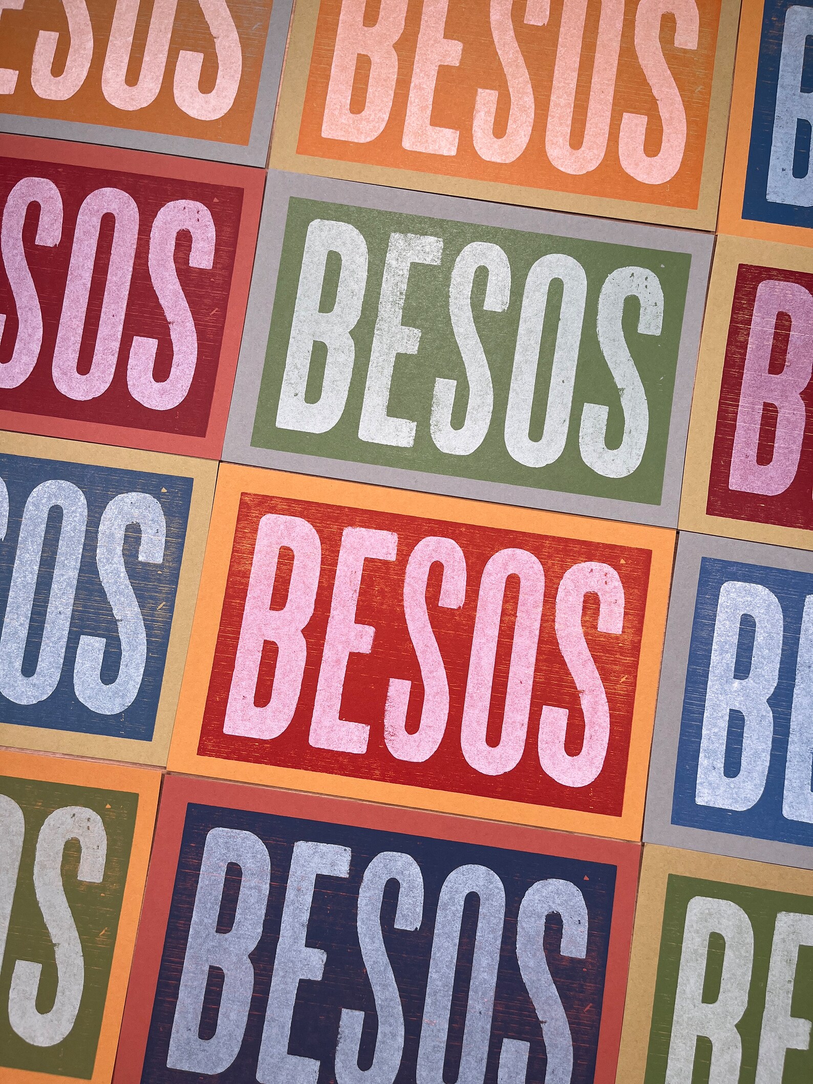 Besos, Thanks, I Love You, Bonjour Cards - SET of FOUR Oversized Hand ...