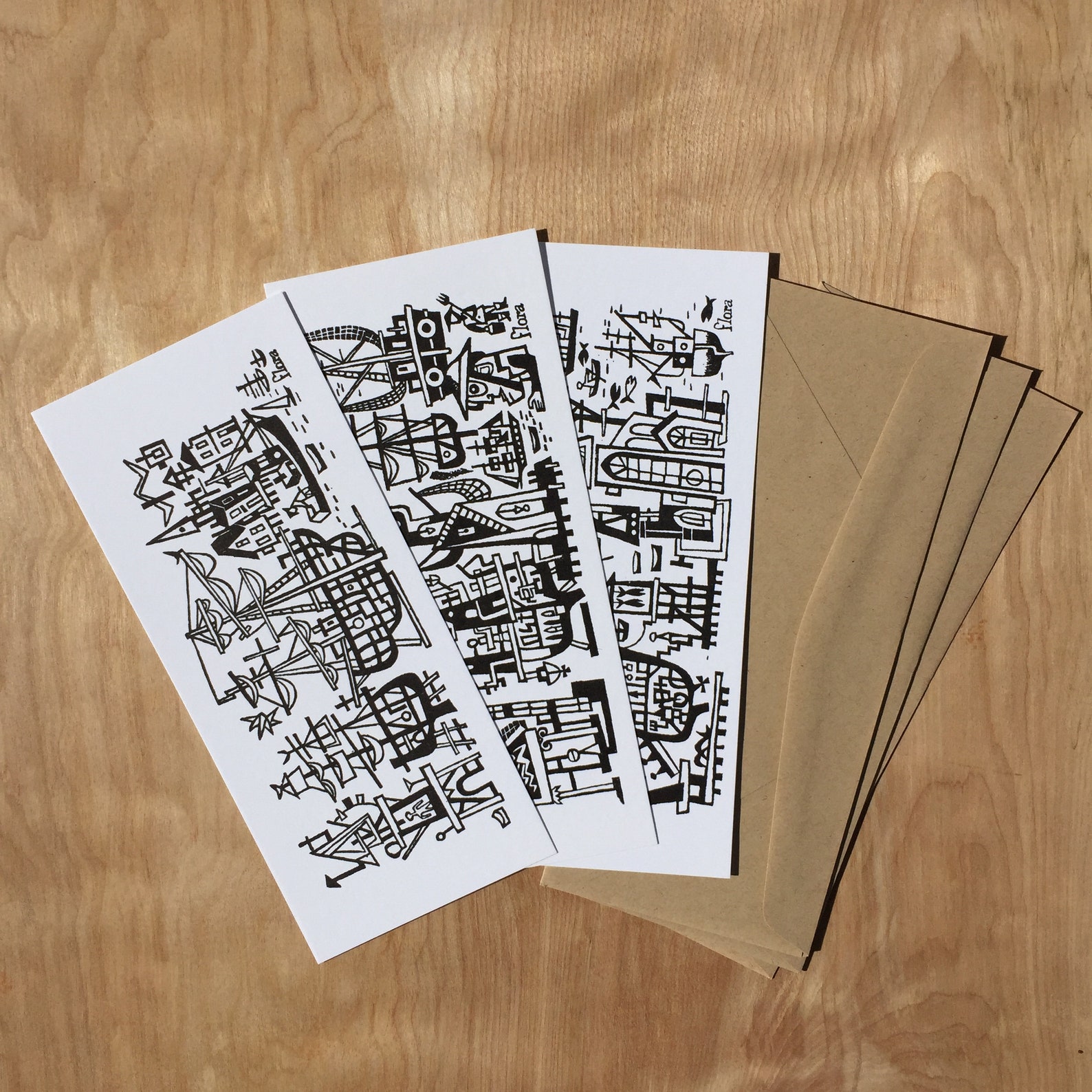 JIM FLORA 3 HARBOR Scenes Hand Printed Letterpress Prints Mid Century ...
