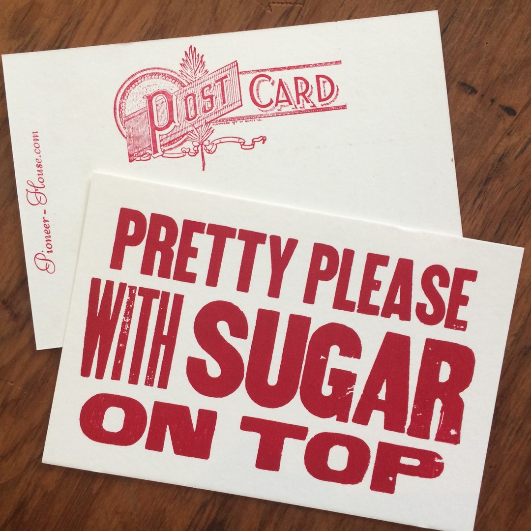 Pretty Please With SUGAR ON TOP 6 Hand Printed Letterpress Mini Prints ...