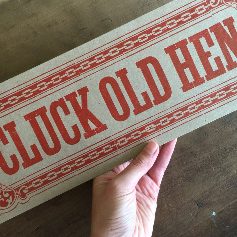 CLUCK OLD HEN Chicken Sign Kitchen Print Old Time Music | Etsy