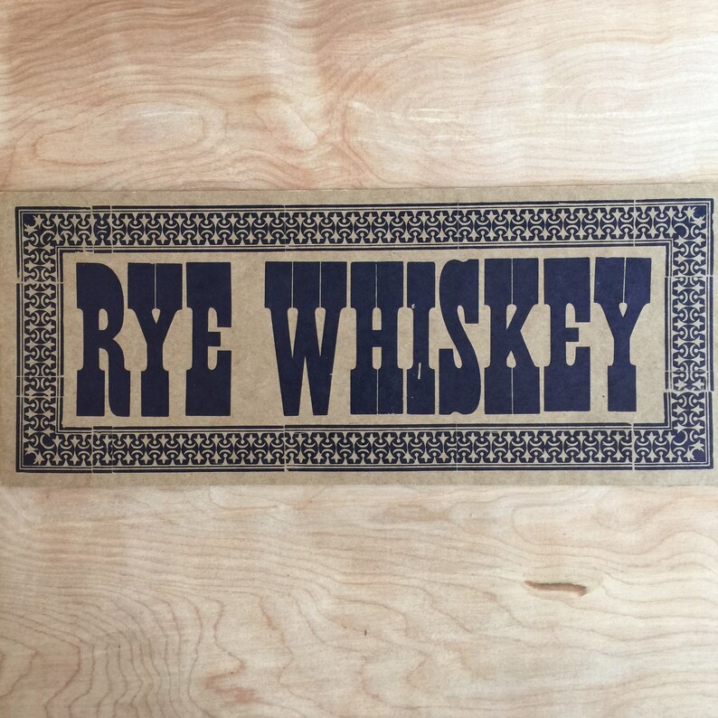 RYE WHISKEY Hand-printed Letterpress Sign Blue Poster Drink - Etsy