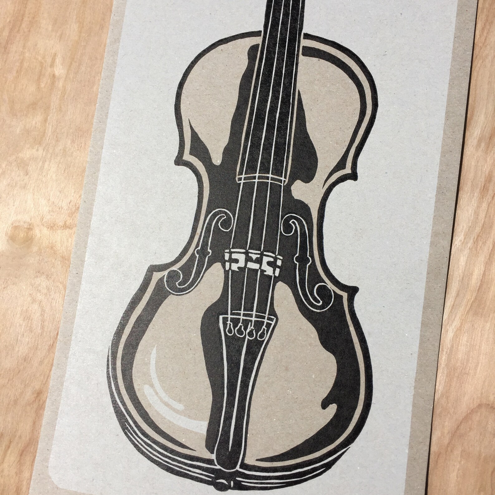 FIDDLE INSTRUMENT PRINT Hand Printed Letterpress Poster Linocut Relief ...