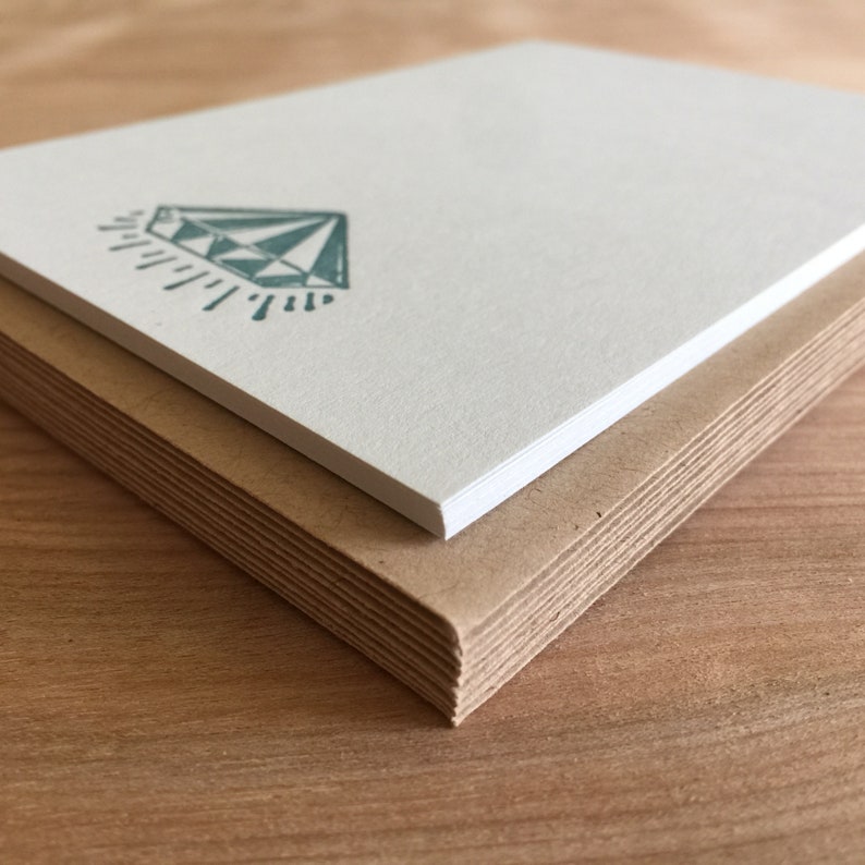 Diamond Sparkling Jewel Flat Note Cards 10-pack Hand-printed | Etsy