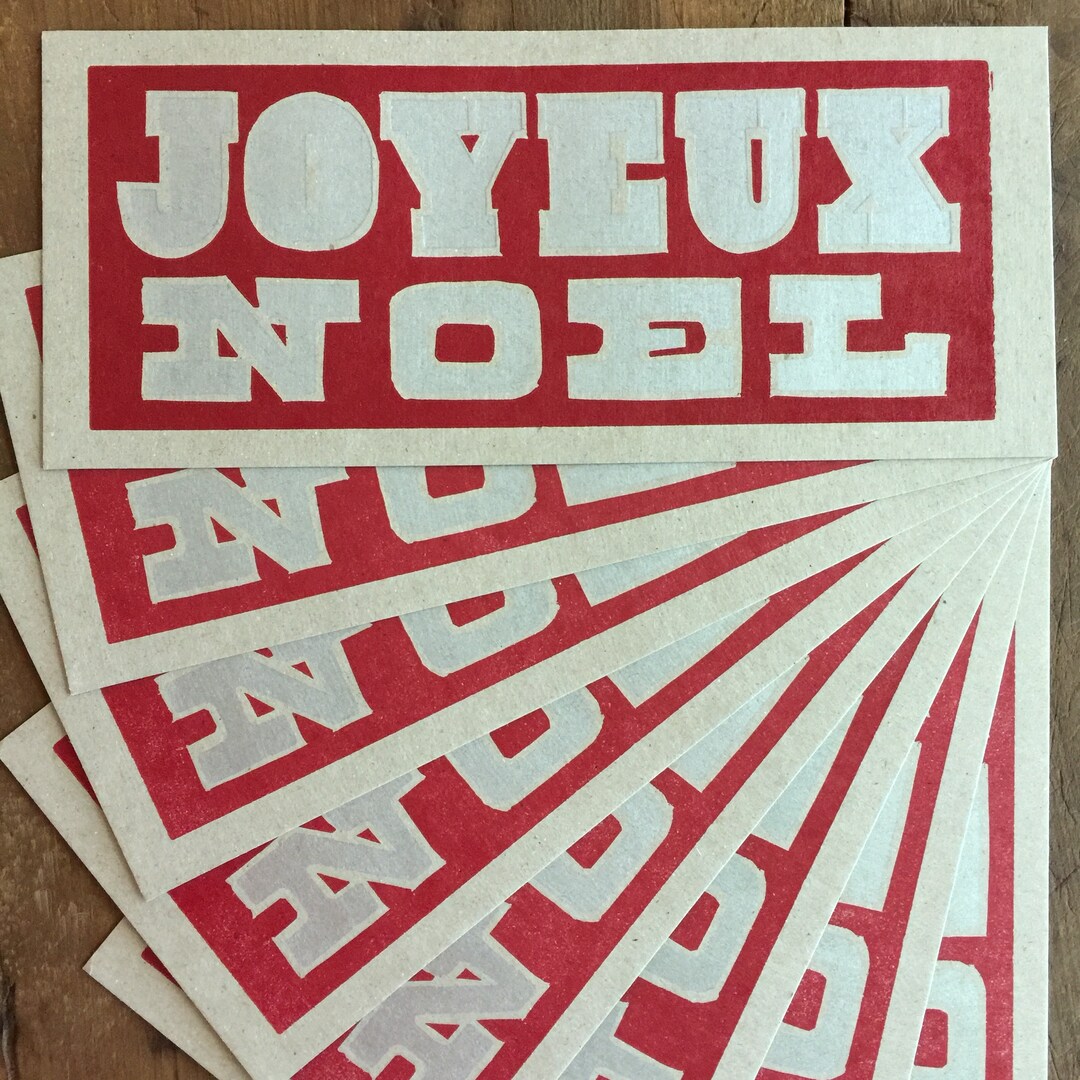 French HOLIDAY 8 Cards With JOYEUX NOEL on the Front, Red and Silver ...