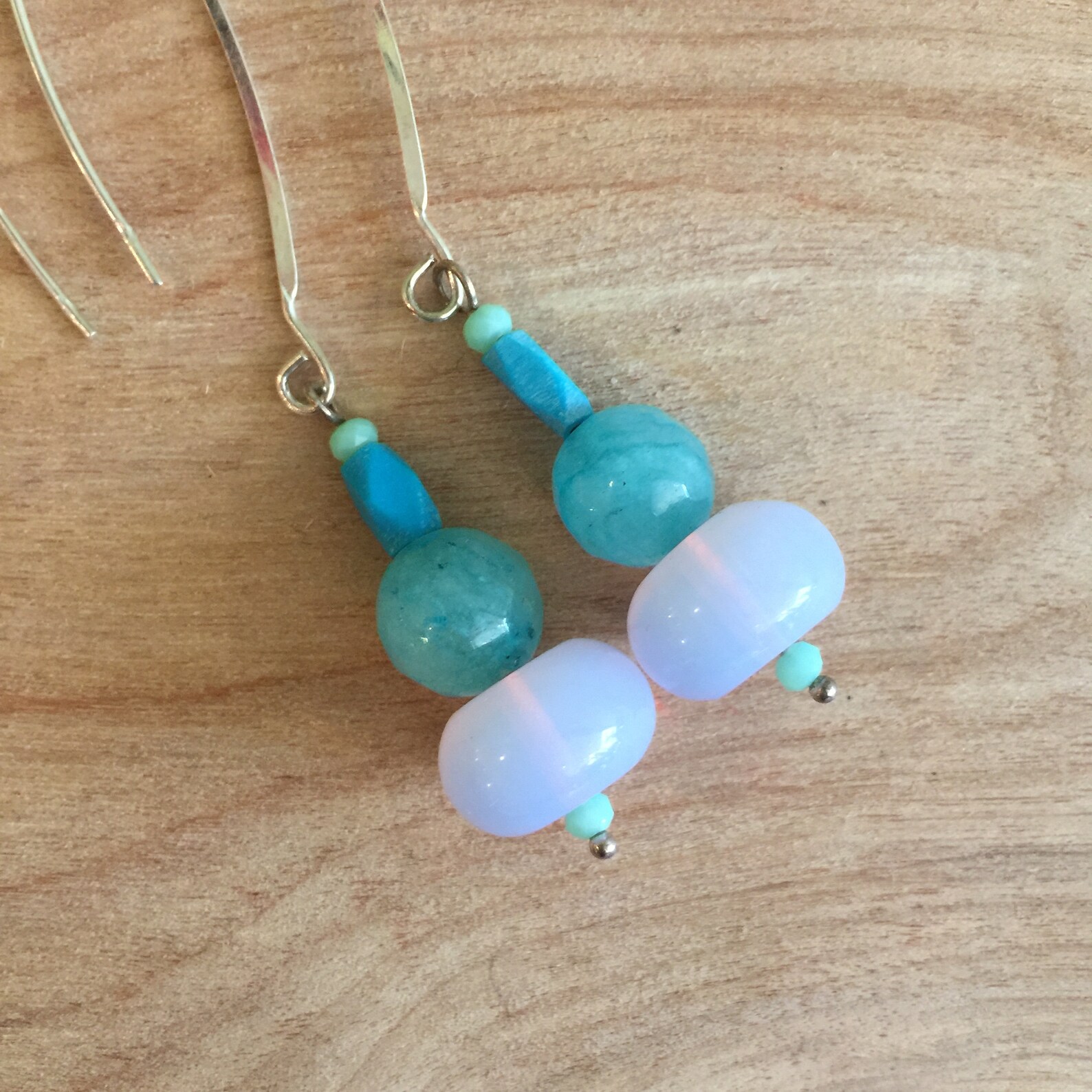 HANDMADE Blue EARRINGS, Natural Gemstones, Sterling Silver Ear Wires ...