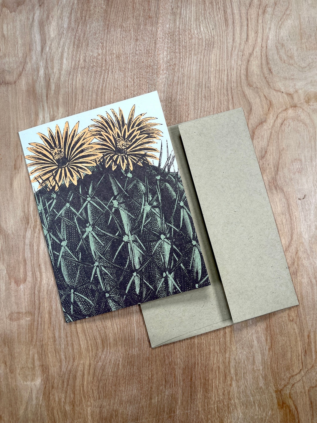 1 BARREL CACTUS Card Single Greeting, Desert Flower, Summer Floral ...