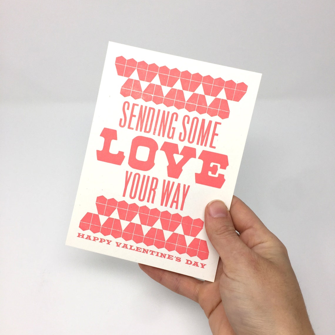 1 Pink SENDING Some LOVE YOUR Way Greeting Card Hand Printed - Etsy