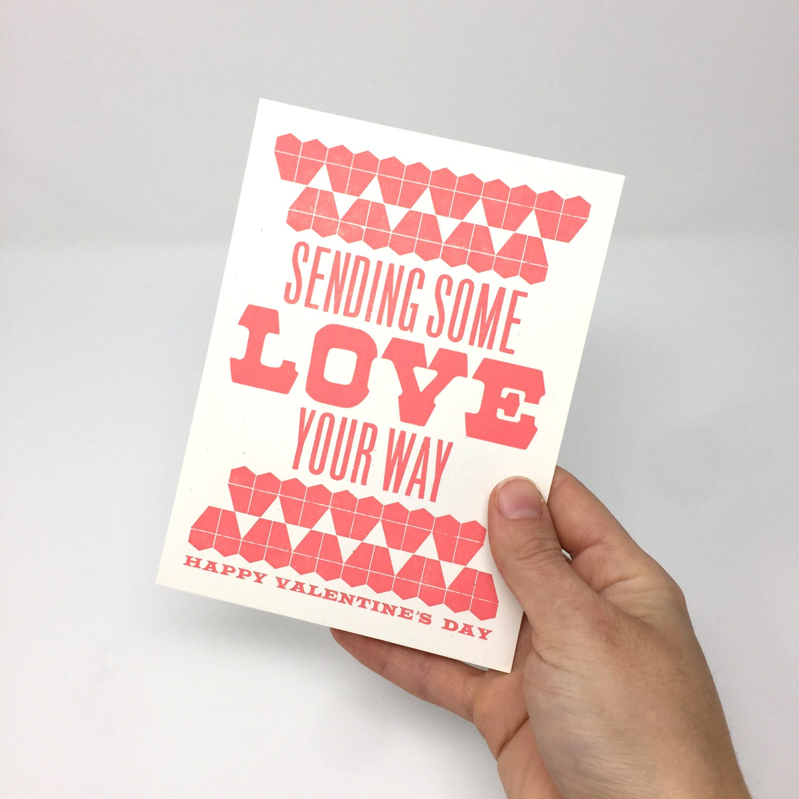 1 Pink SENDING Some LOVE YOUR Way Greeting Card Hand Printed - Etsy