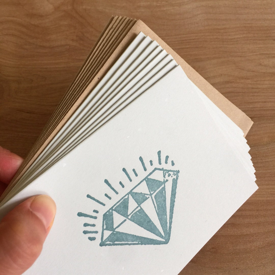 Sparkling Diamond Folded Note Cards, 8-pack, Letterpress, Engagement ...