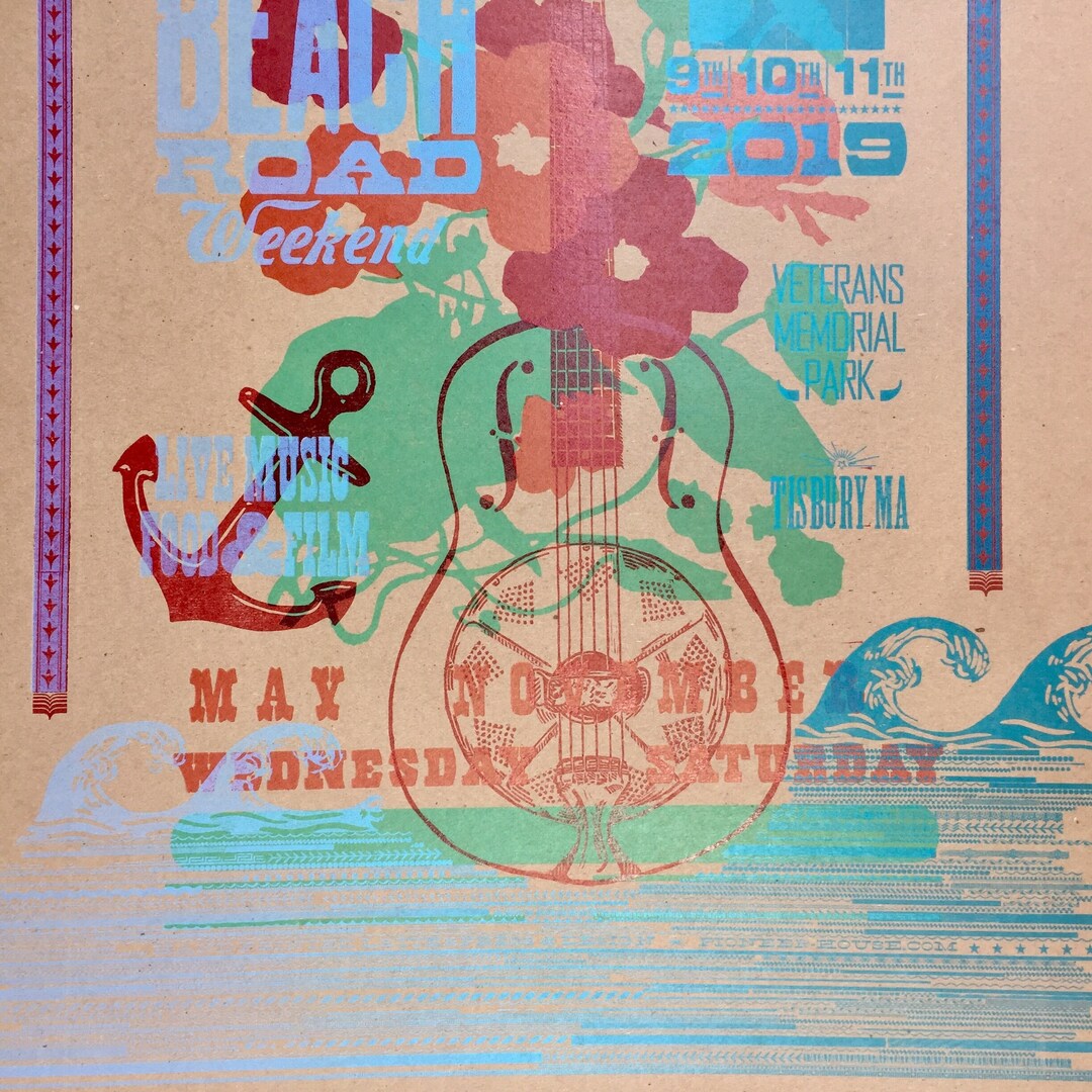 Ocean Themed MONOPRINT POSTER Hand Printed Letterpress Poster Martha's ...