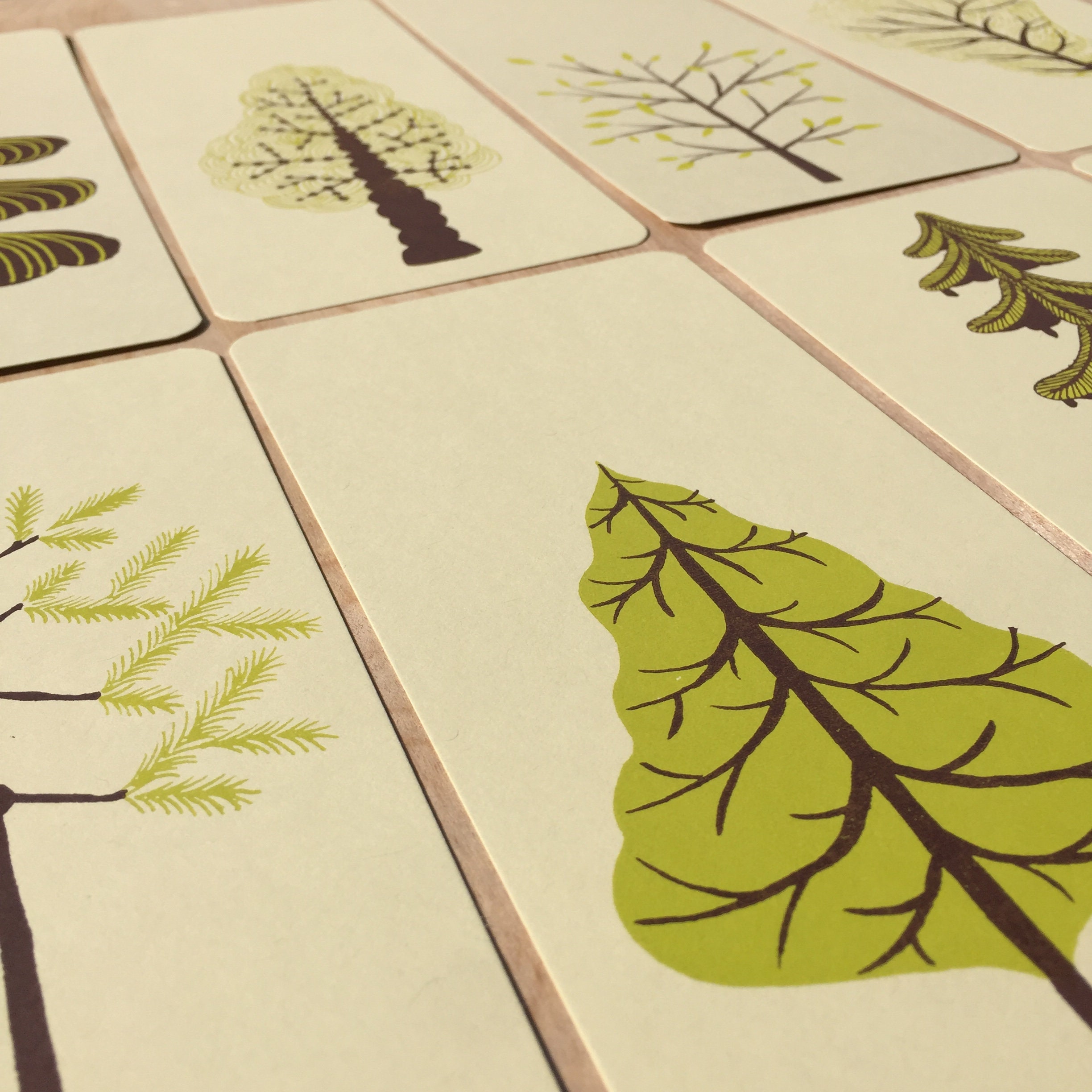 GREEN TREE CARDS Letterpress Prints Merry Christmas Tree Happy Holidays ...