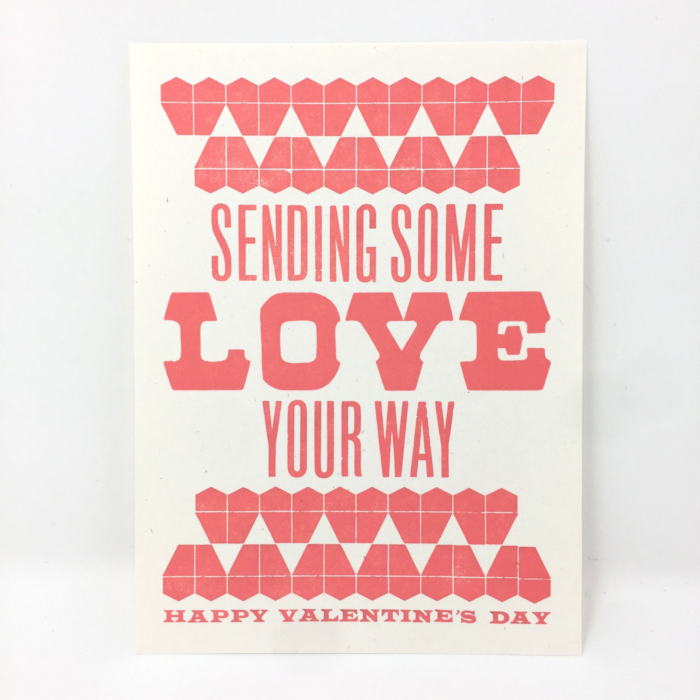 1 Pink SENDING Some LOVE YOUR Way greeting card hand printed | Etsy