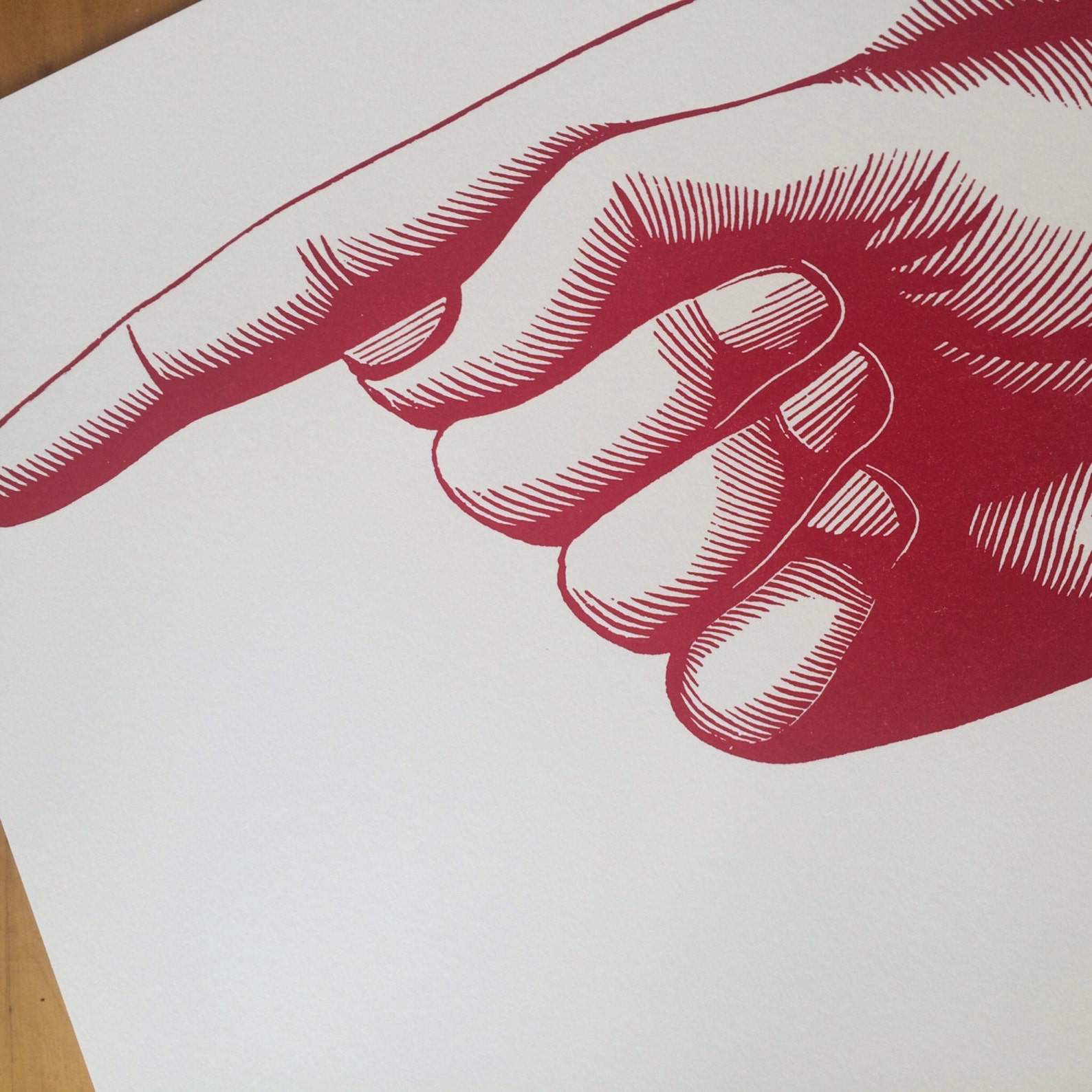 2 POINTING FINGER posters Letterpress prints Vintage pointing | Etsy