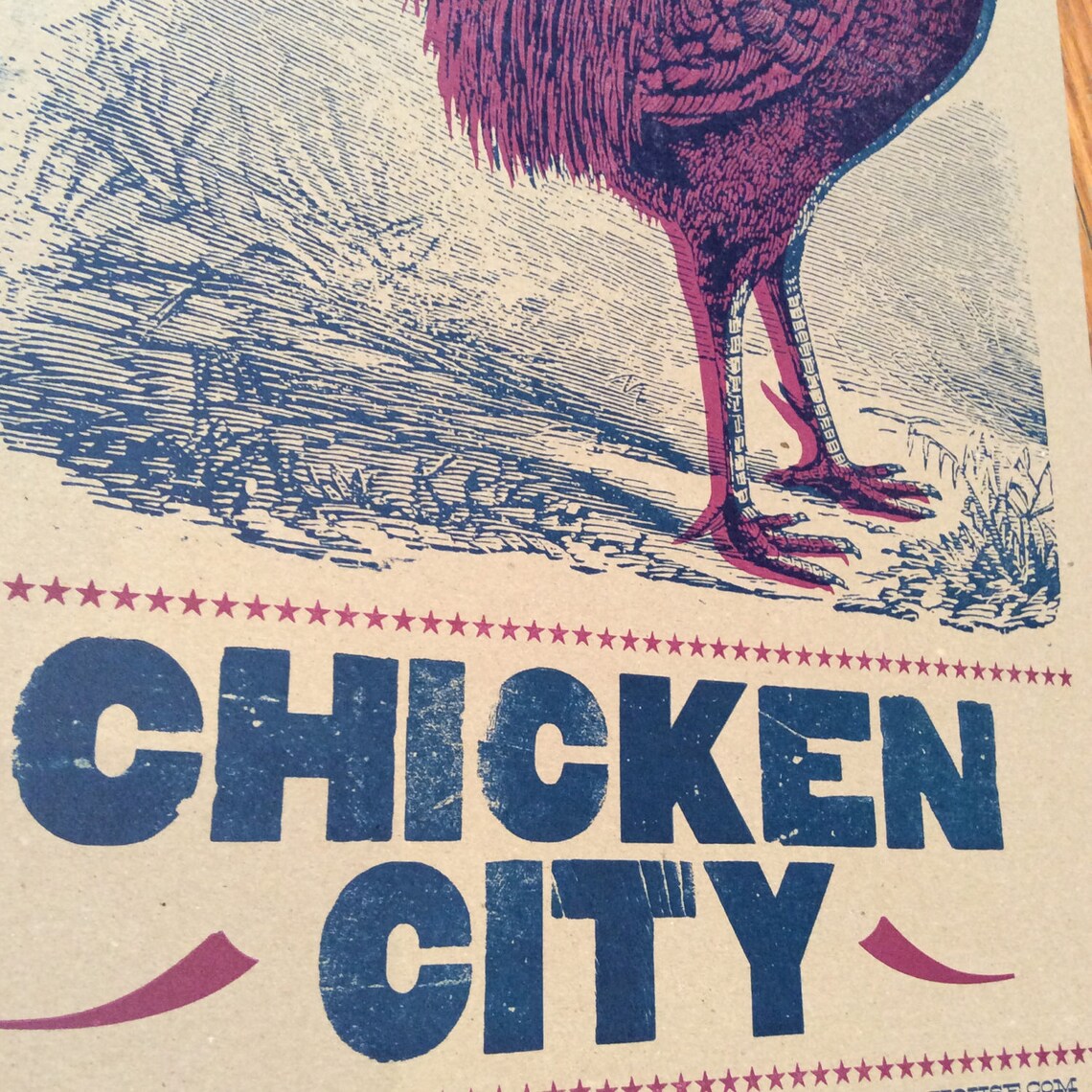 CHICKEN LETTERPRESS POSTER Hand Printed Poster Chicken City - Etsy