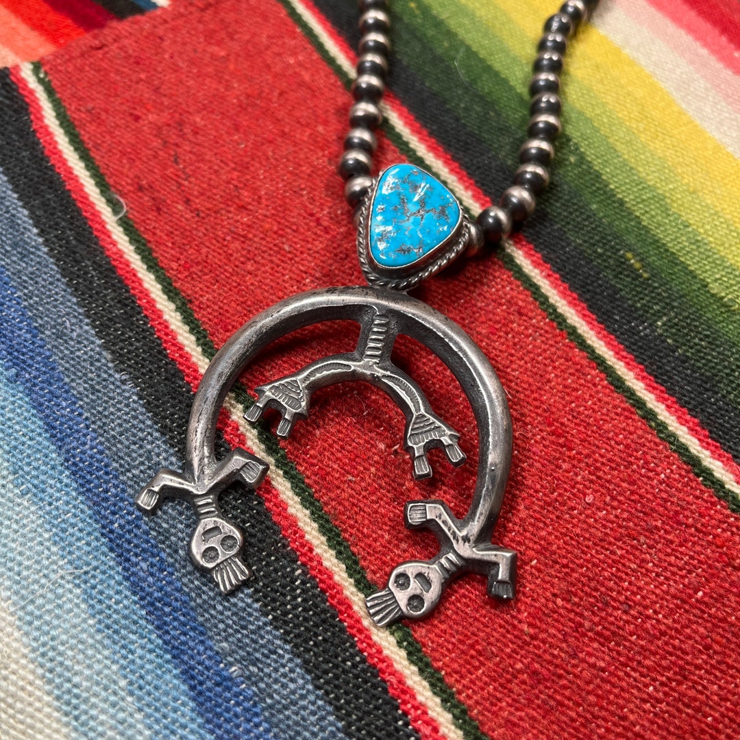 NAJA Necklace Sleeping Beauty TURQUOISE NAVAJO Pearl Sterling Silver ...