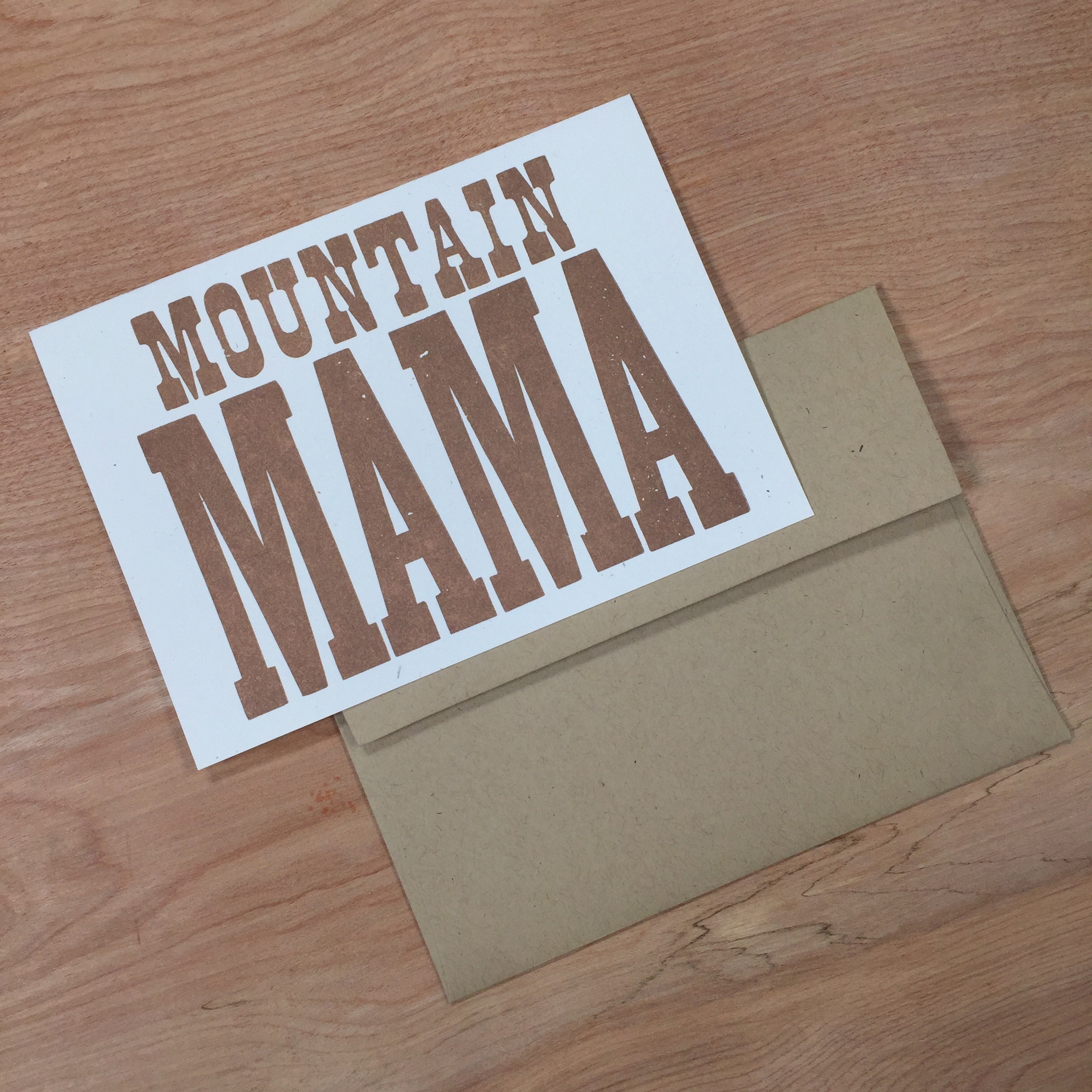 1 MOUNTAIN MAMA Gold Single Card, Hand Printed Letterpress, Antique ...