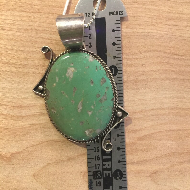 Large Crescent Valley TURQUOISE Pendant NECKLACE Sterling Silver Chain ...