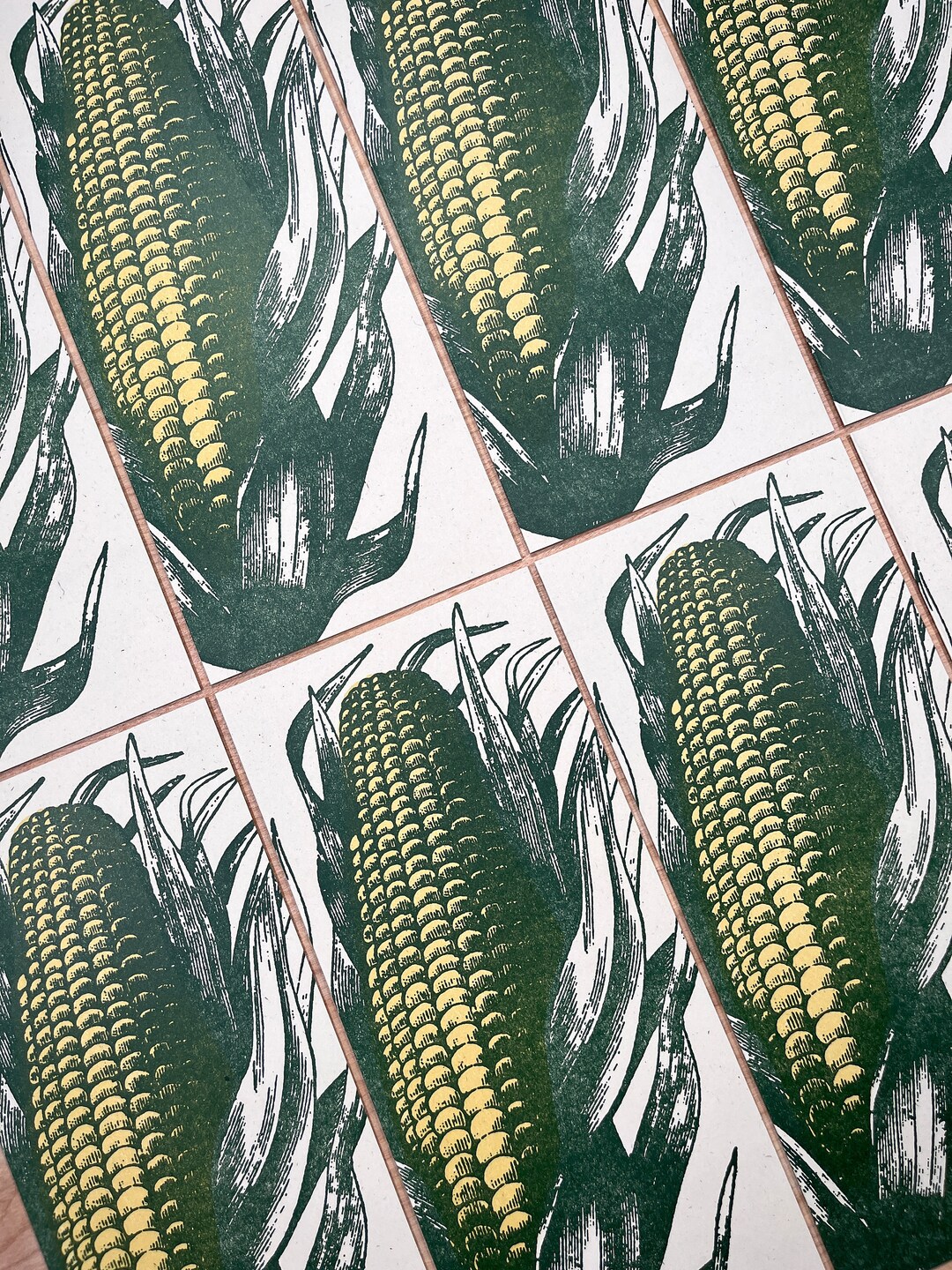 8 Pack Green CORN on the COB Greeting Cards Farmers Market Letterpress ...