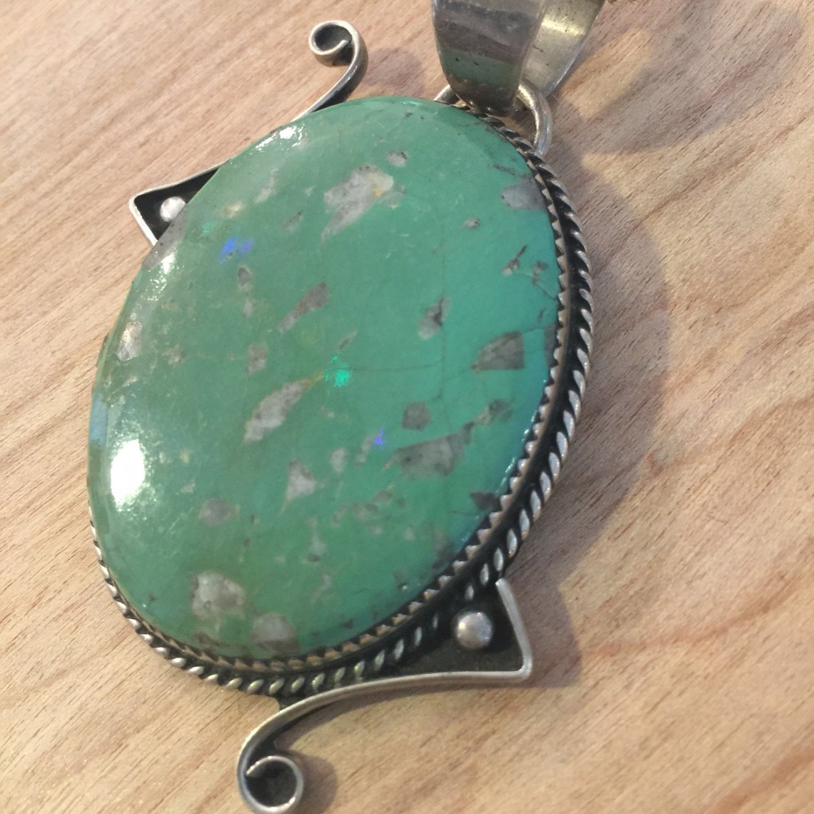 Large Crescent Valley TURQUOISE pendant NECKLACE Sterling | Etsy